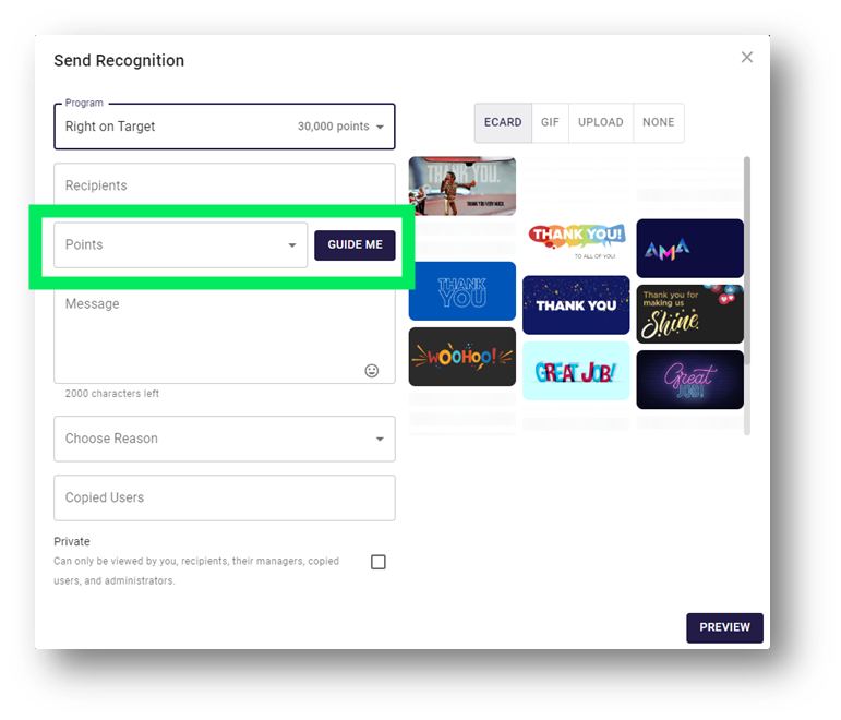 Guide Me - Recommended Points Guide