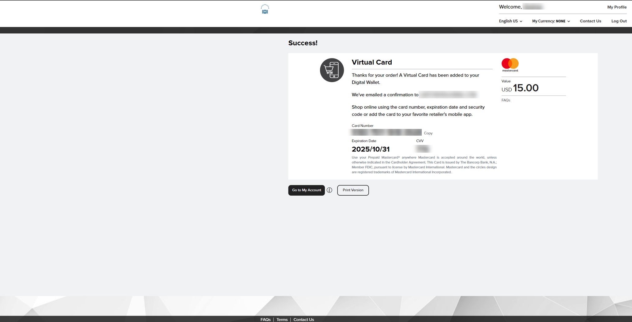 Claiming Your Prepaid Master Card