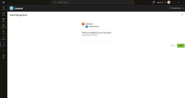 Sending Recognition from Teams